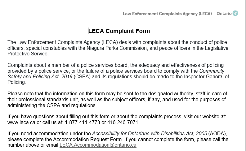 LECA Complaint Form